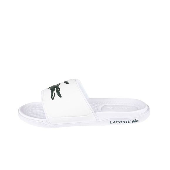 Lacoste | Shoes | Lacoste Mens White Croco Dualiste Logo Strap Slides ...